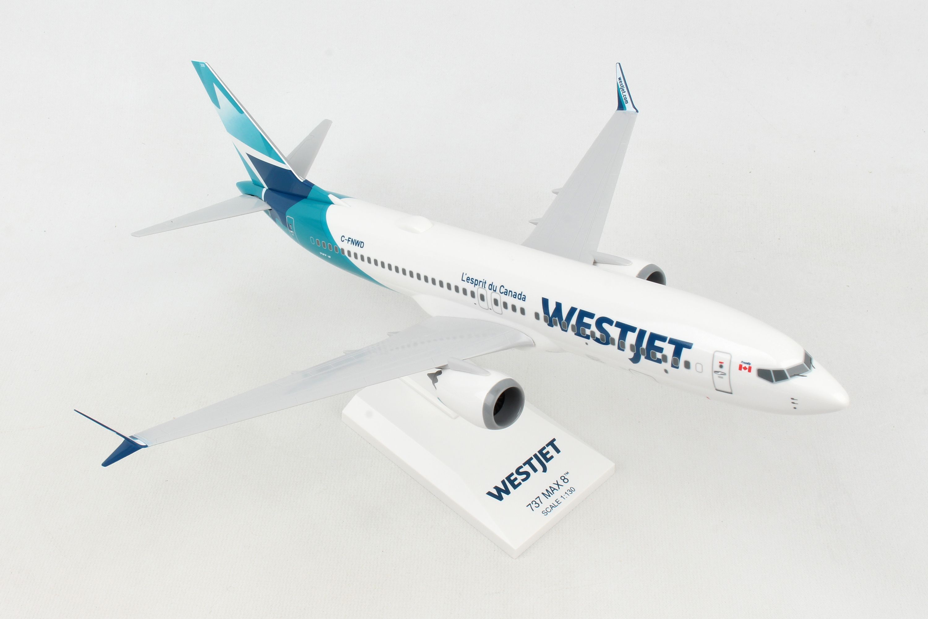 Westjet Boeing 737 MAX8 SkyMarks SKR994 Modelo a escala 1:130 - La ...